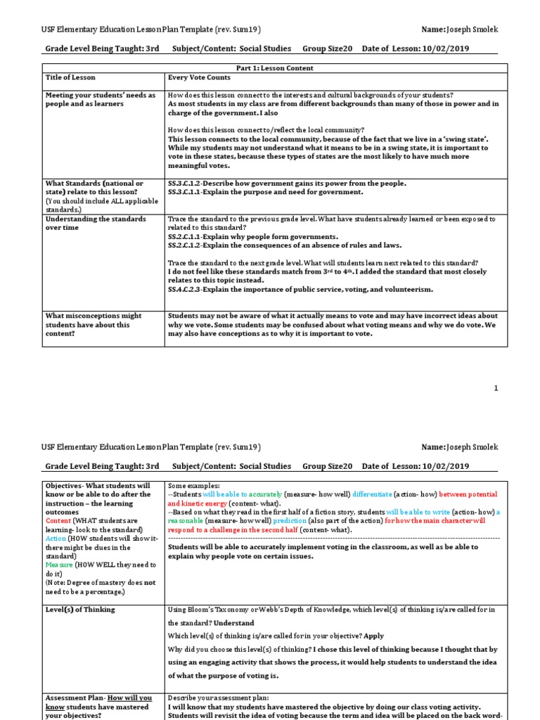 CT Observation 1 2019 | PDF | Educational Assessment | Lesson Plan