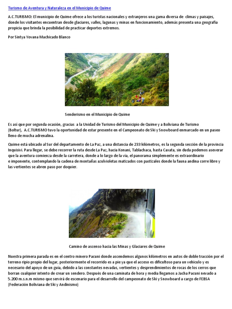 Turismo de Aventura y Naturaleza en El Municipio de Quime | PDF ...