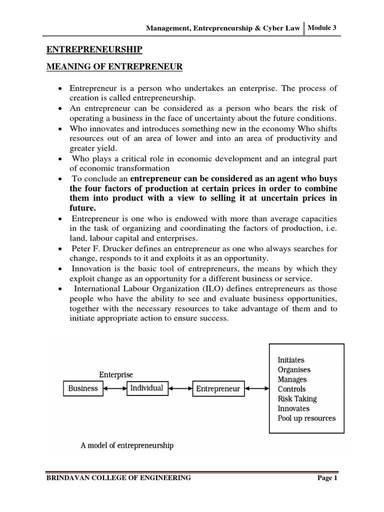 Module-3 Entreprenurship Notes | PDF | Entrepreneurship | Factors Of ...