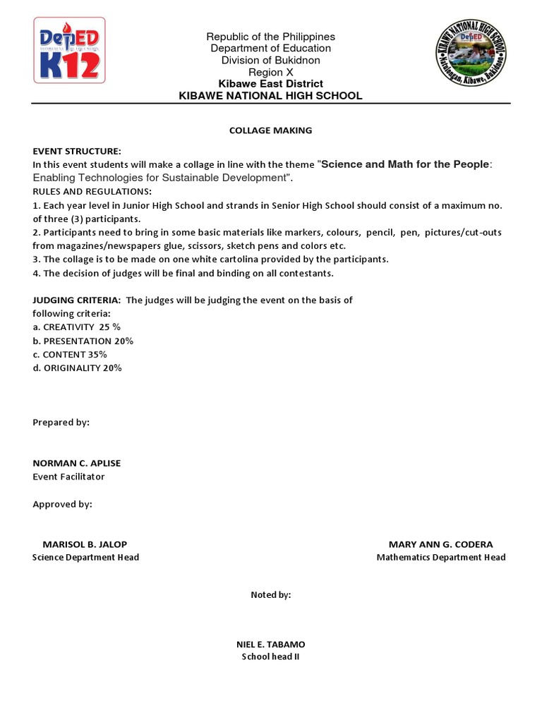 Collage Making Criteria | PDF