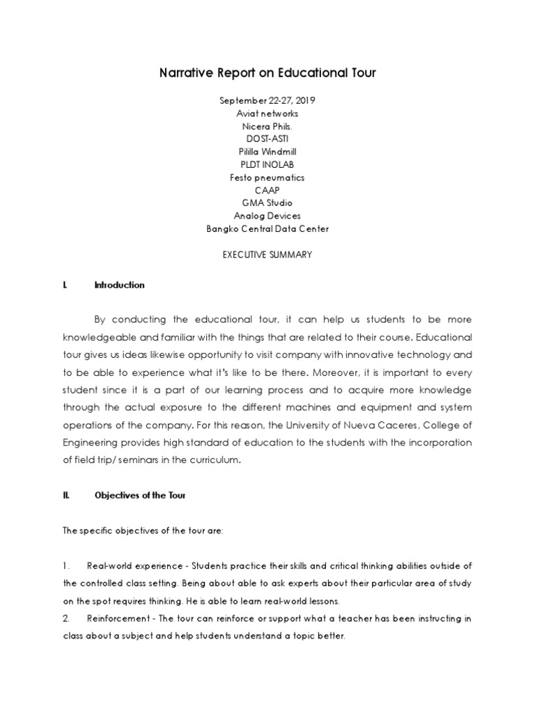 Narrative Report On Educational Tour | PDF | Wind Power | Power Station