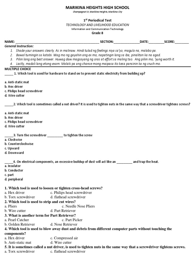 ICT Grade 8 1st Periodical Exam | PDF | Computer Data Storage ...