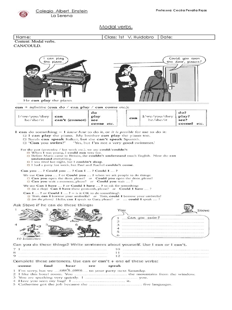 Modal Verbs Worksheet PDF | PDF