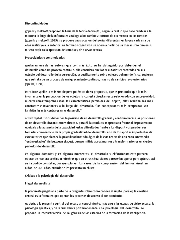 Dicotomia Desarrollo | PDF | Psicología del desarrollo | Sicología