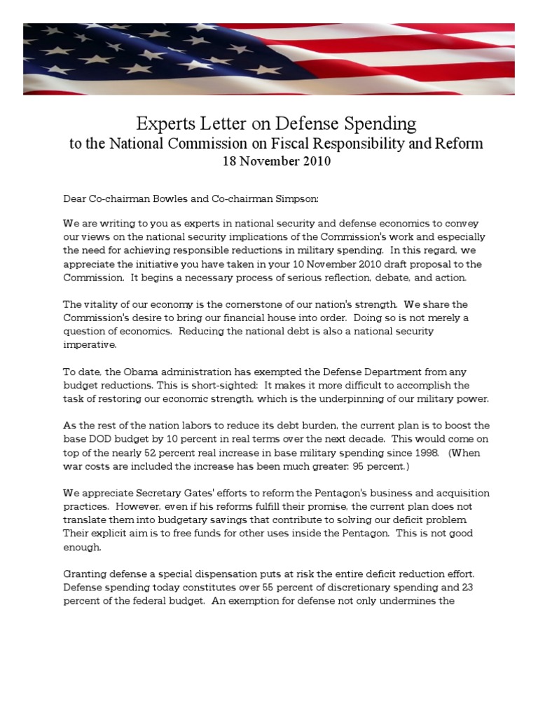 Experts Letter On Defense Spending: To The National Commission On ...
