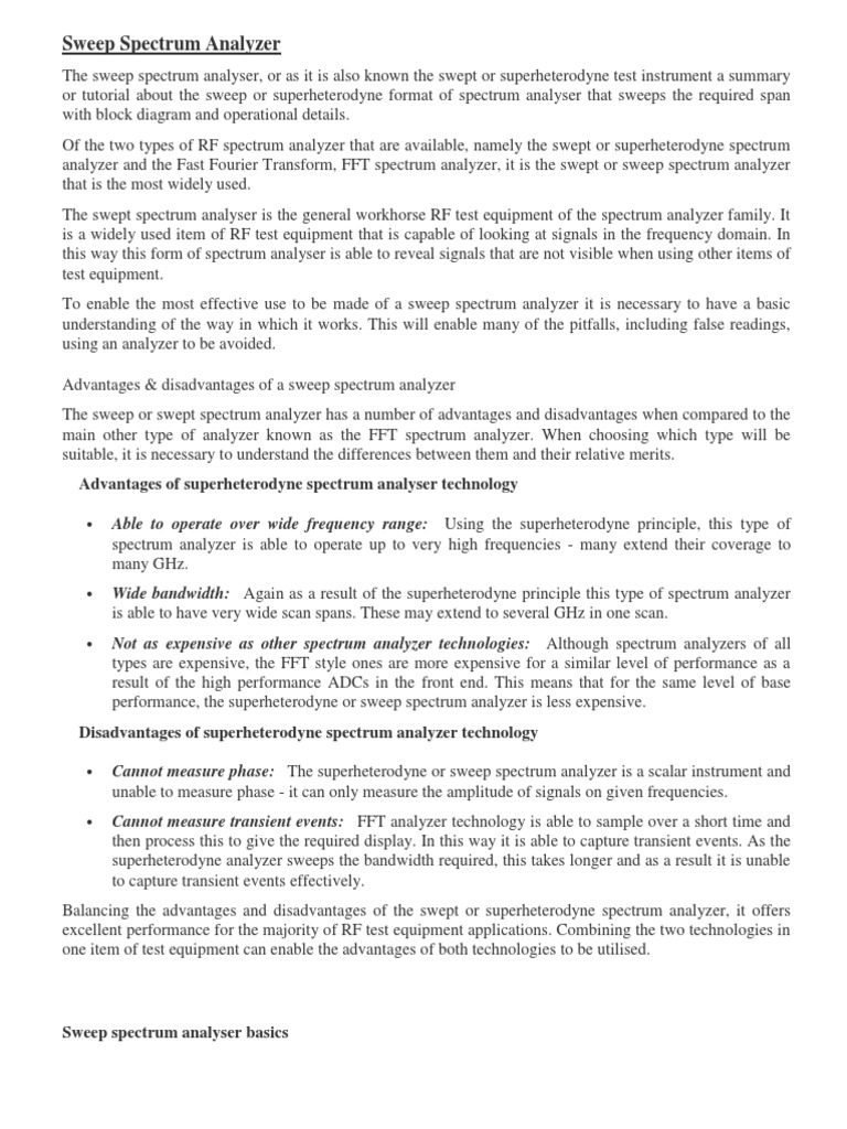 Sweep Spectrum Analyzer | PDF | Wireless | Electronic Circuits