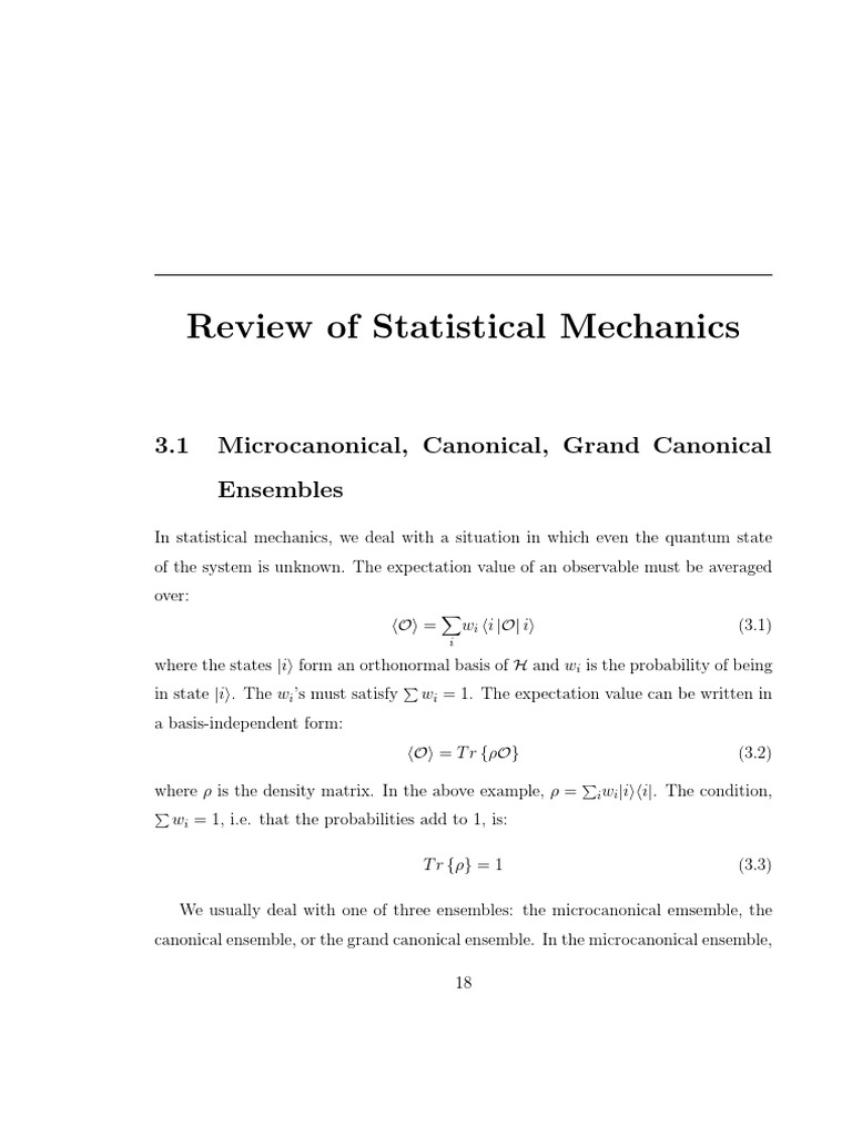 Review of Statistical Mechanics: 3.1 Microcanonical, Canonical, Grand ...