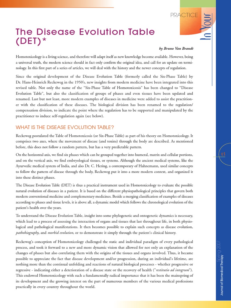 36 - The Disease Evolution Table (DET) | PDF | Homeopathy | Pathology