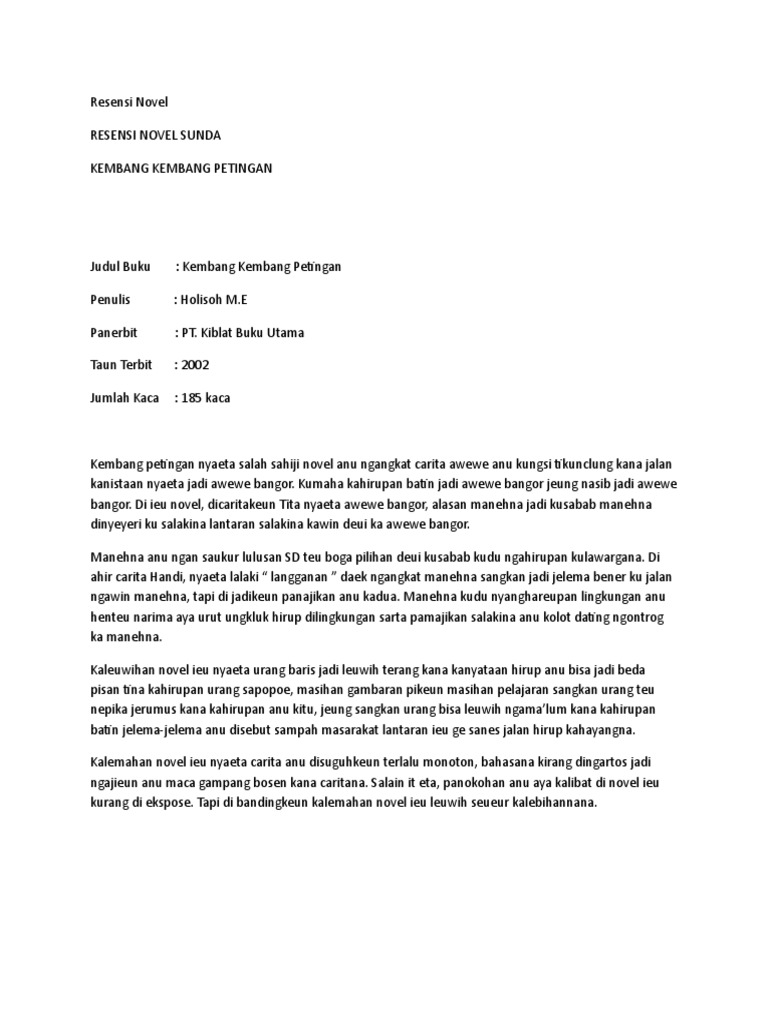 Resensi Novel Sunda | PDF