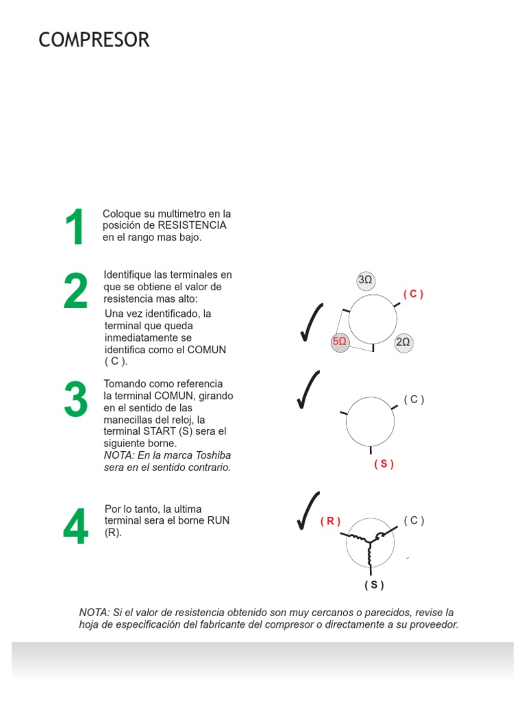 Bornes Del Compresor | PDF | Resistencia Eléctrica y Conductancia ...