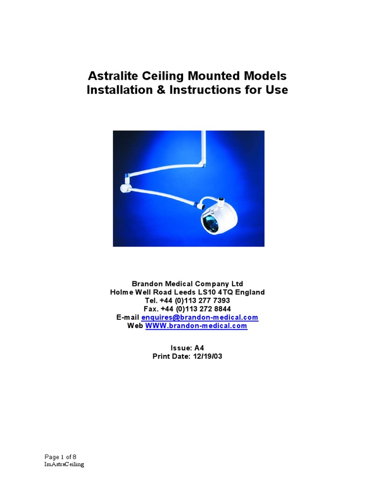 Astralite Ceiling Mounted Models Installation & Instructions For Use ...