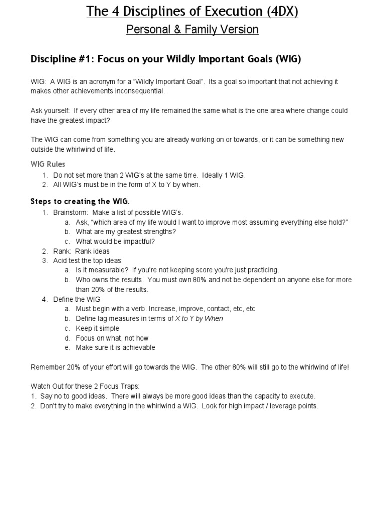 Personal & Family Version: Discipline #1: Focus On Your Wildly ...