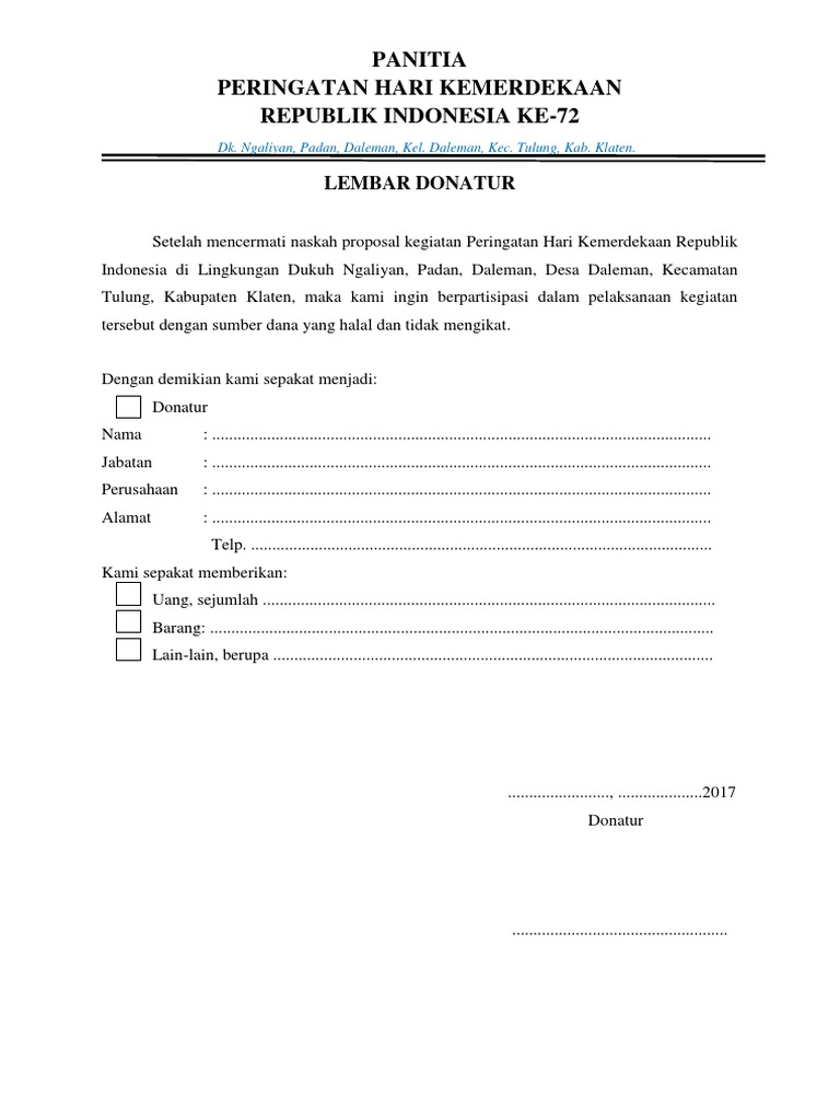 Lembar Donatur | PDF