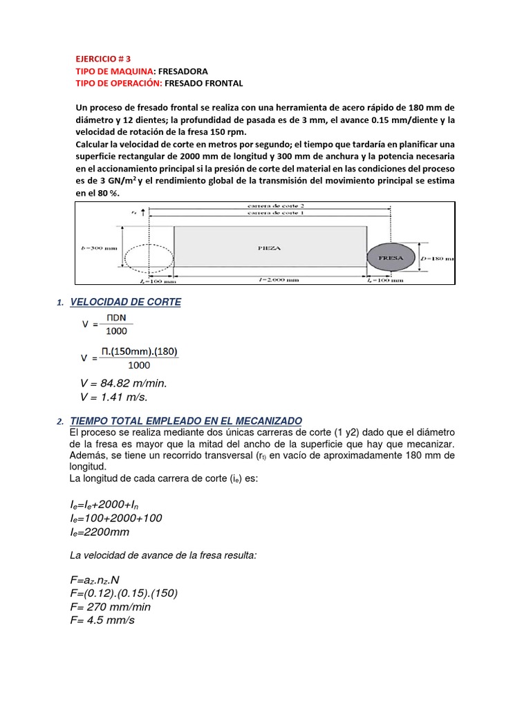 Ejercicio De Fresado Frontal Resuelto Pdf