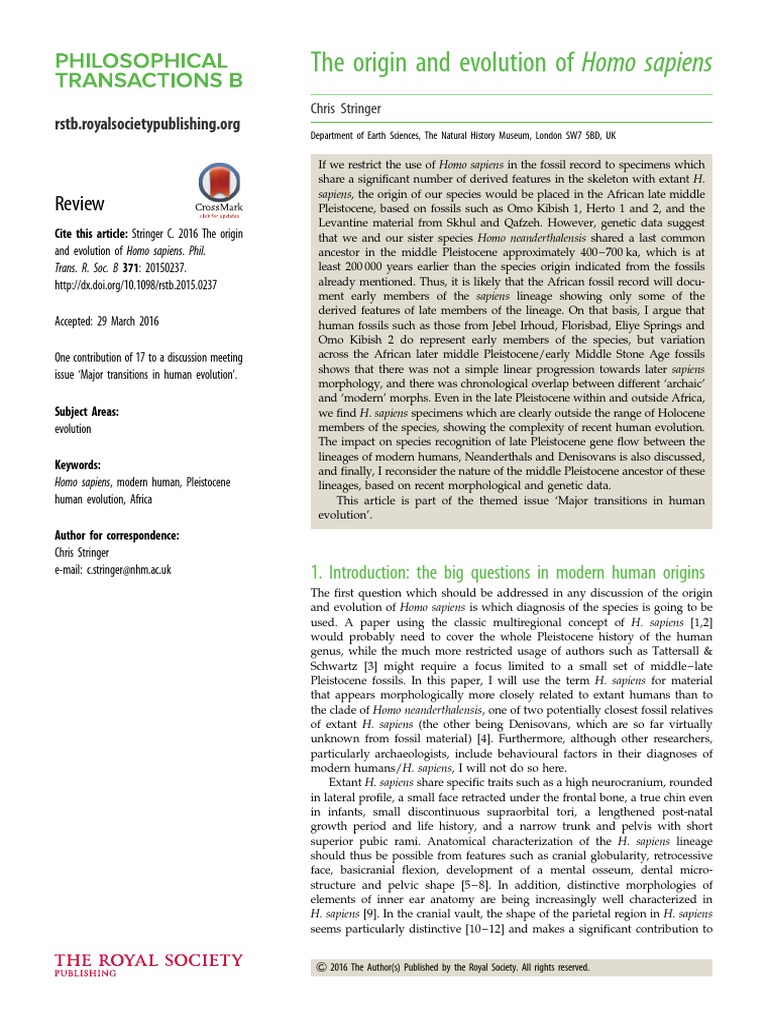 Origin and Evolution of Homo sapiens | PDF | Neanderthal | Human Evolution