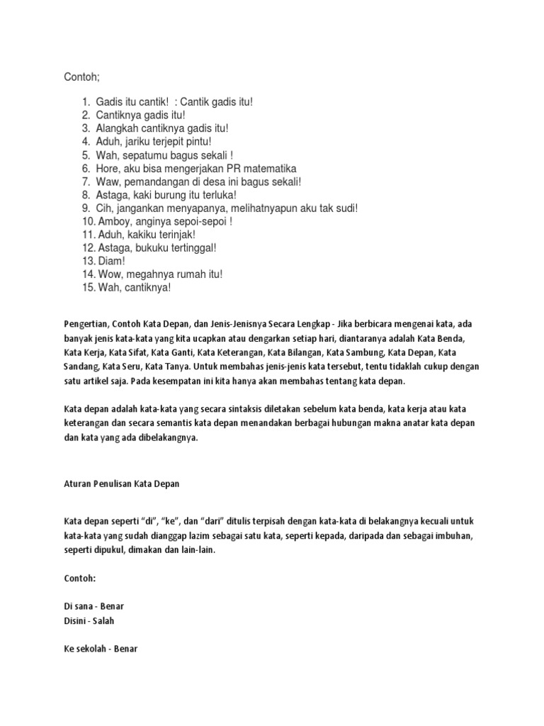 Contoh Kata Sandang | PDF