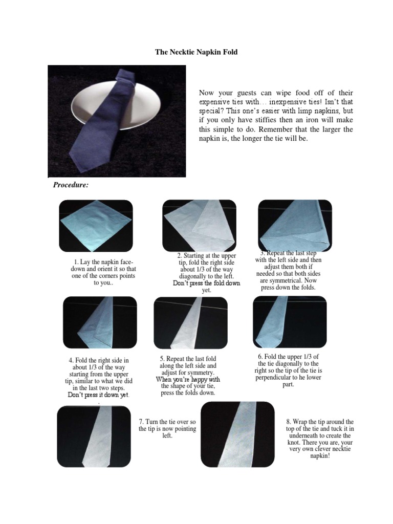 How to Fold a Napkin into an Elegant Necktie Shape: An Illustrated ...