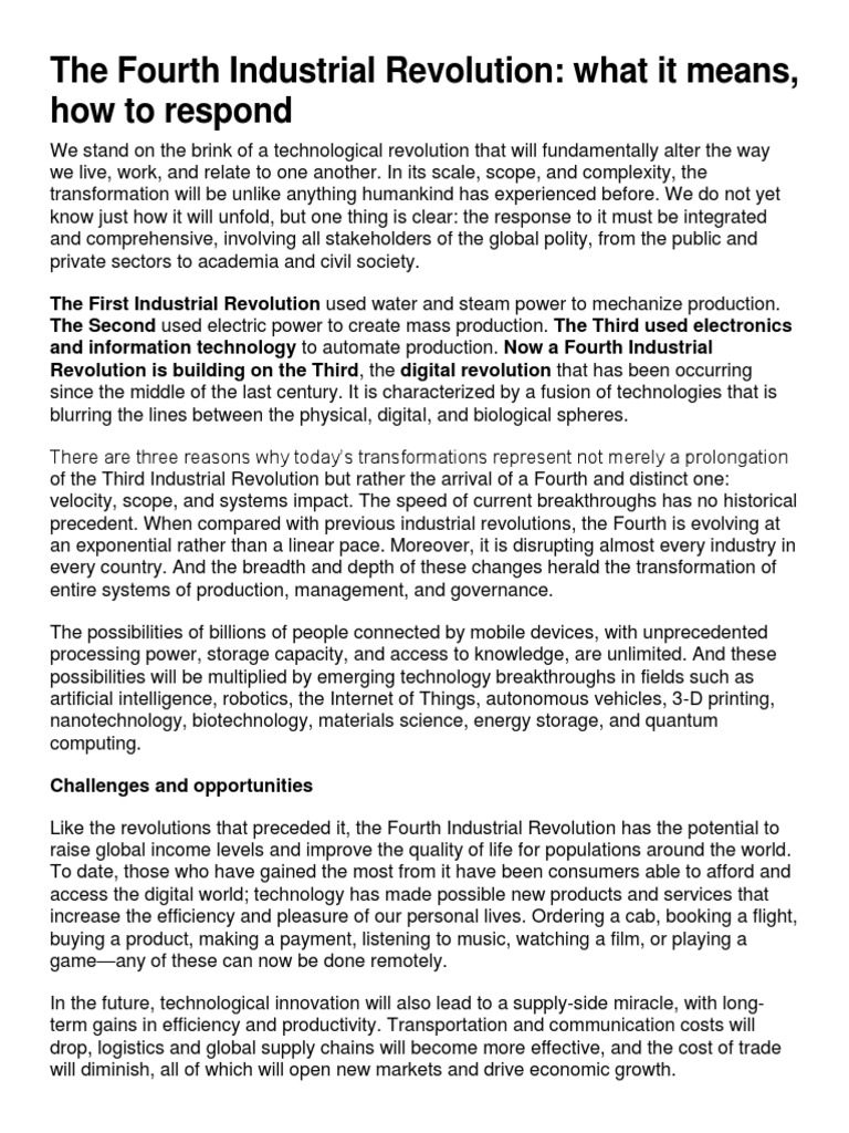 The Fourth Industrial Revolution | PDF | Economies | Science