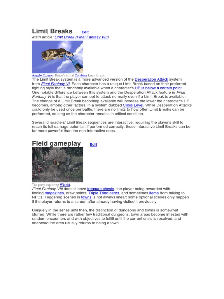 Limit Breaks: Limit Break (Final Fantasy VIII) | PDF | Final Fantasy ...