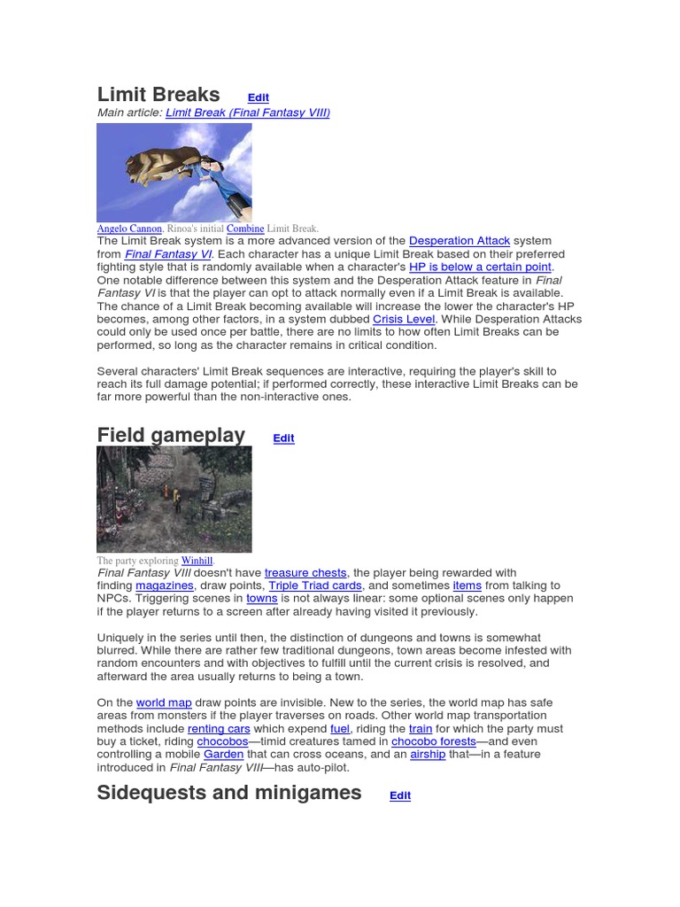 Limit Breaks: Limit Break (Final Fantasy VIII) | PDF | Final Fantasy ...