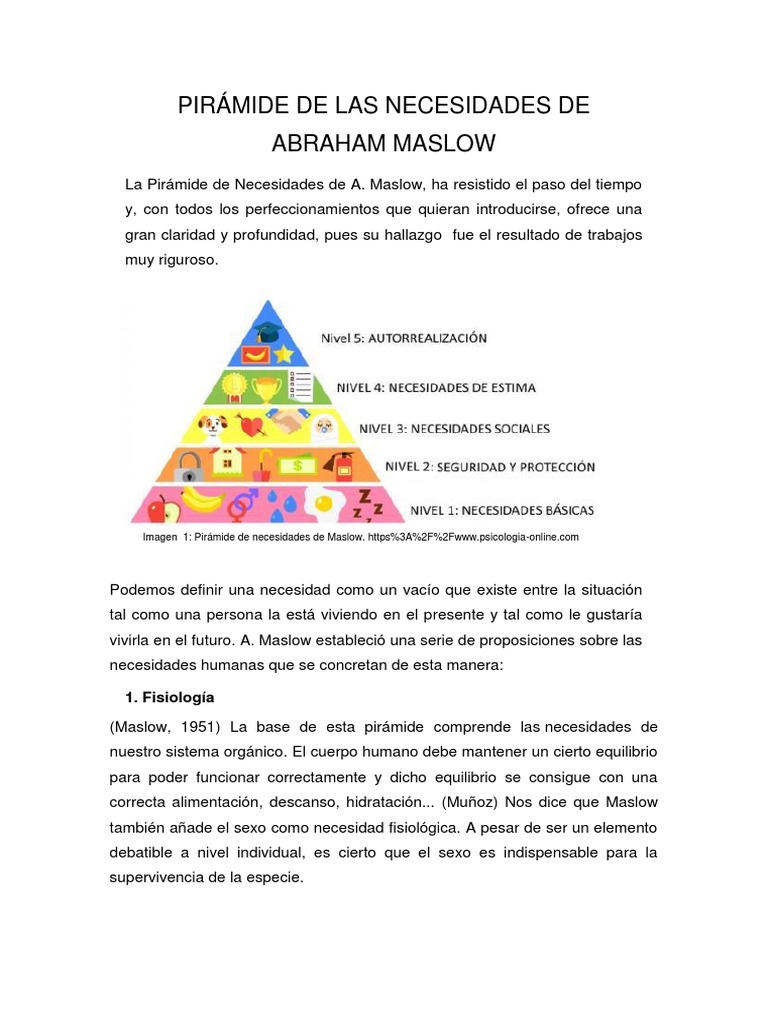 Piramide de Maslow | Descargar gratis PDF | Sicología | Conceptos psicologicos