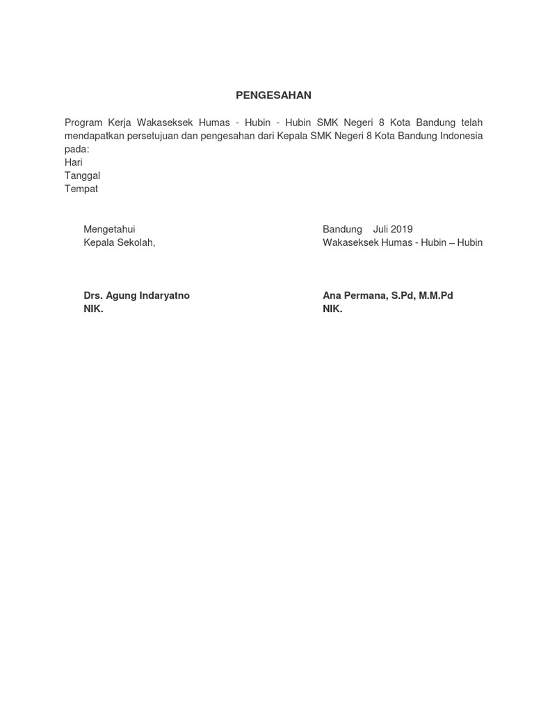 Proker Wakasek Humas-Hubin | PDF