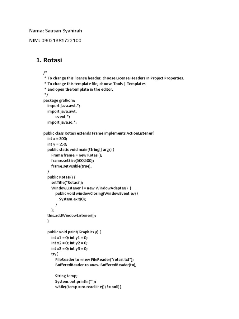 Rotasi: Nama: Sausan Syahirah NIM: 09021381722100 | PDF | Areas Of ...