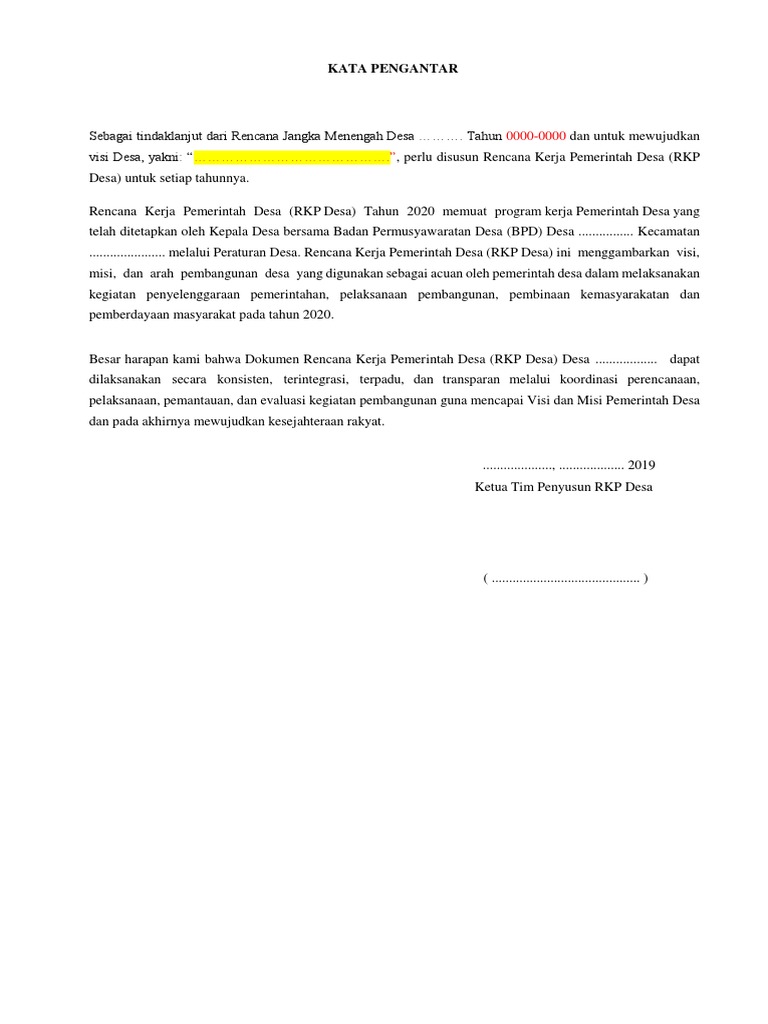 Contoh Naskah RKPDes | PDF