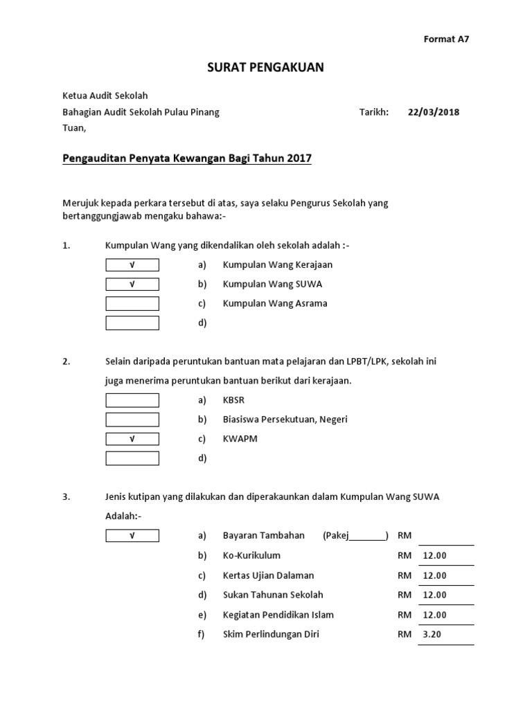 Surat Pengakuan - Format A7 | PDF
