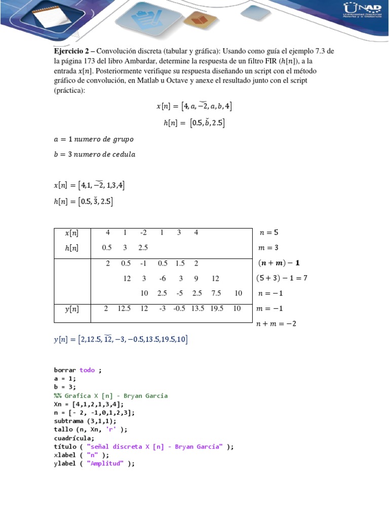 Ejercicio de Convolución Discreta | PDF | Matemáticas Aplicadas ...