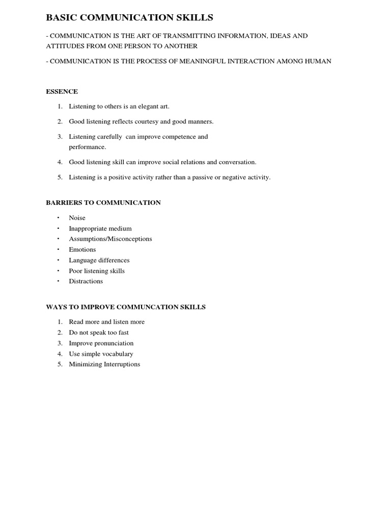 Basic Communication Skills | PDF