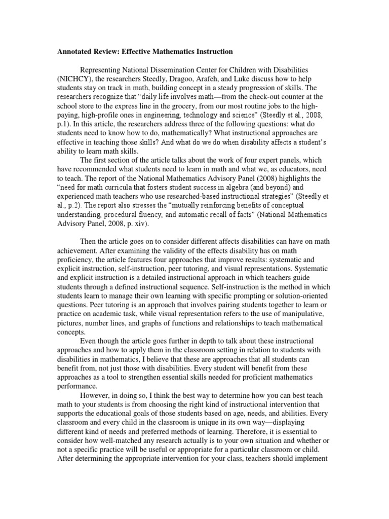 Annotated Review | PDF | Tutor | Teaching Mathematics