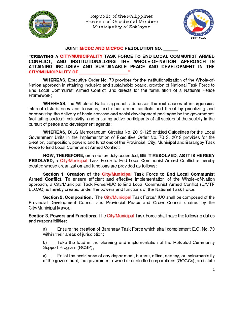 City Mun Joint Resolution Elcac | Download Free PDF | Local Government ...