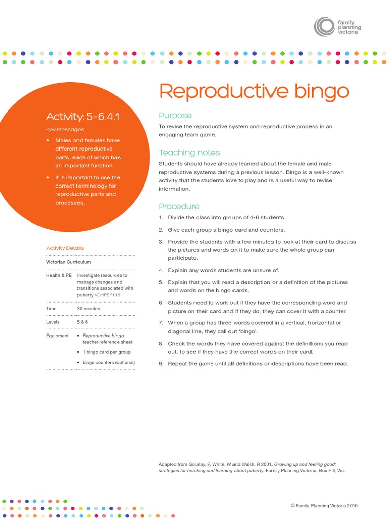 Grade 10 Bingo Activity | PDF | Reproductive System | Uterus