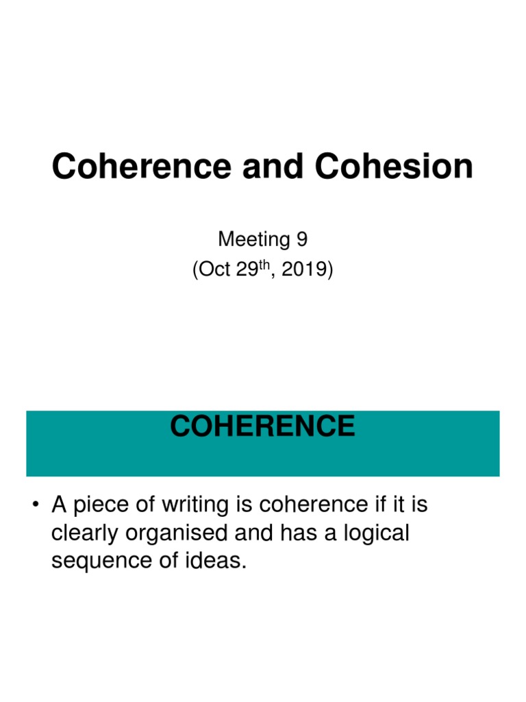 2-Coherence and Cohesion | PDF | Paragraph | Writing
