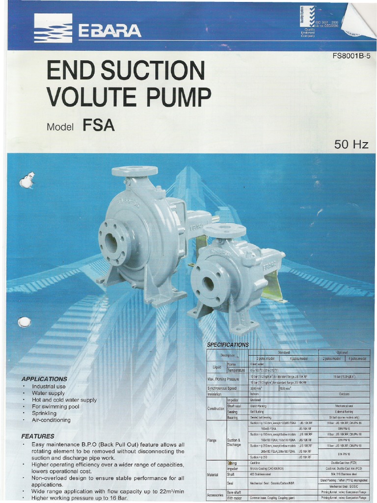 Pump Ebara Drawing | PDF | Mechanical Engineering | Chemical Engineering