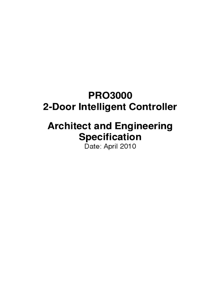 PRO3000 2-Door Intelligent Controller Architect and Engineering | PDF | Personal Identification ...