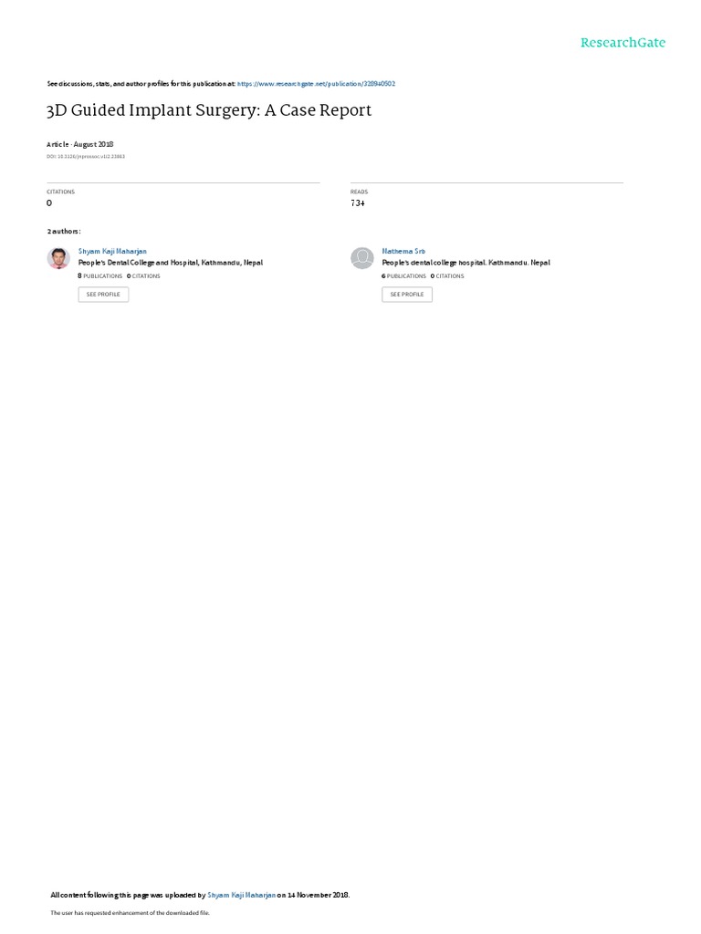 3D Guided Implant Surgery: A Case Report: August 2018 | PDF | Dental ...