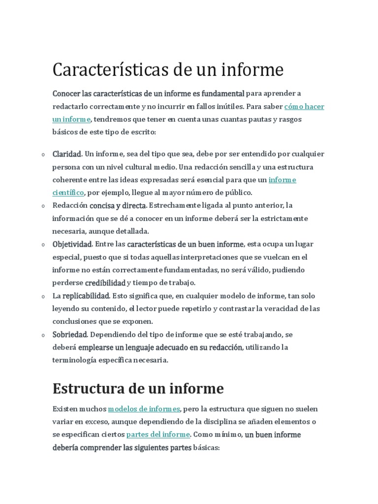 Características de Un Informe | PDF
