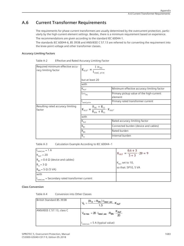 CT Requirements of Siemens-7sj | PDF | Power (Physics) | Power Engineering