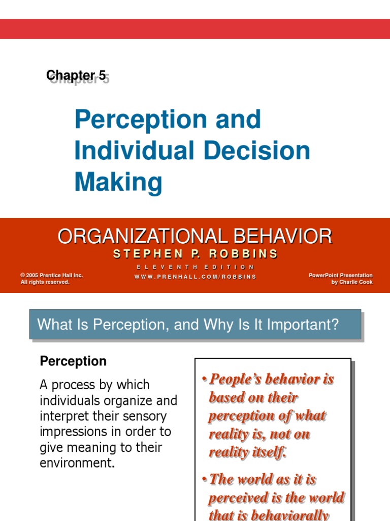 Ch6 Perception & Decision Making OB - Robbins | PDF | Bias | Decision ...