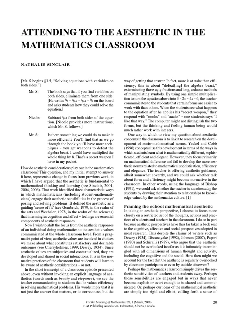 Aesthetic Math Learning | PDF | Aesthetics | Teaching Mathematics