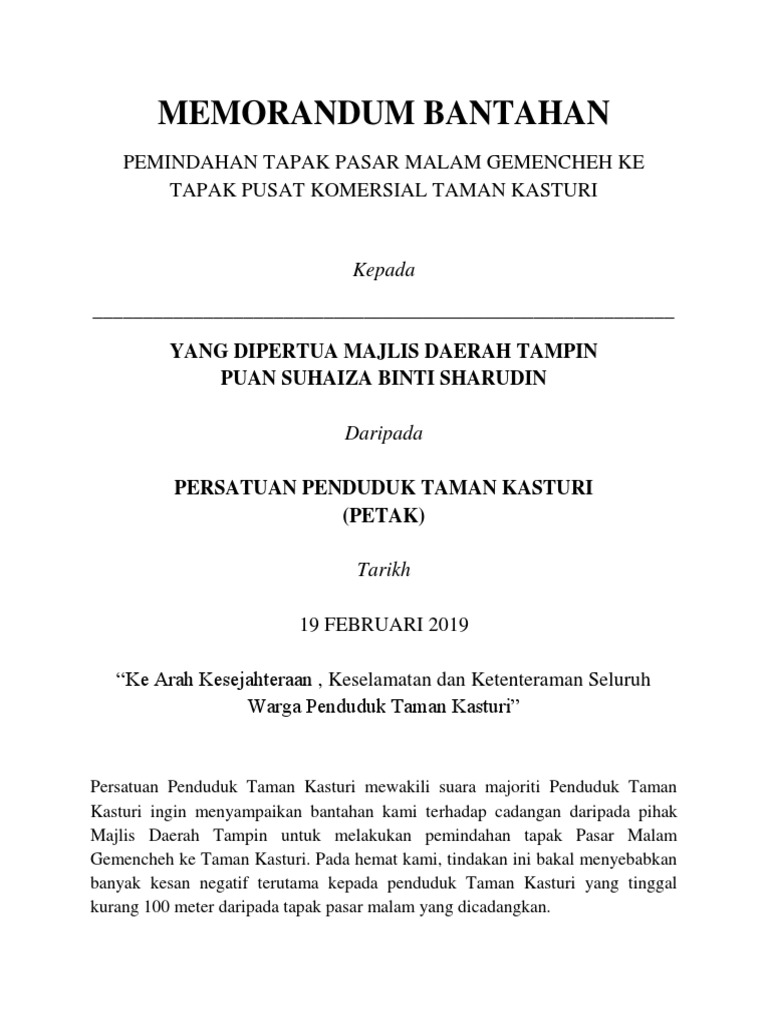 Memorandum Bantahan | PDF