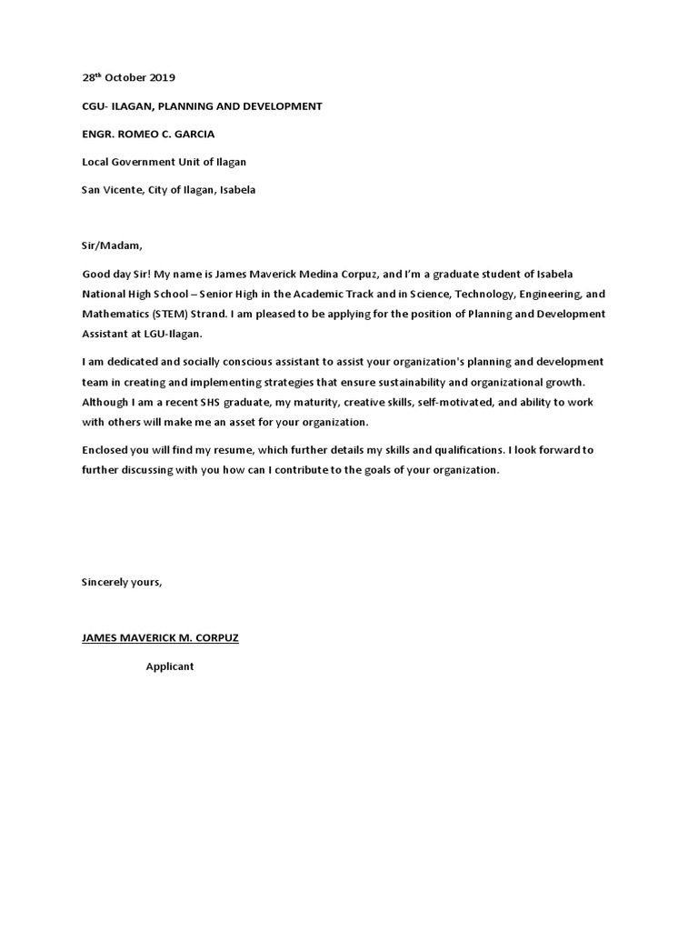 Application Letter Maverick | PDF