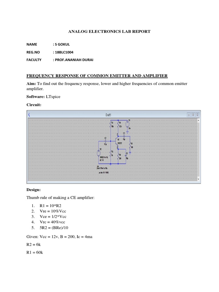Analog Electronics Lab Report: Amplifier | PDF | Electronic Oscillator ...