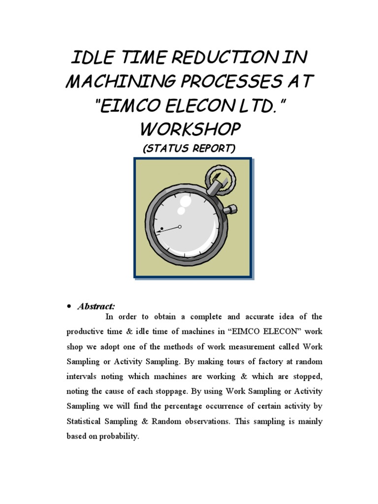 Machining Idle Time Solutions | PDF | Sampling (Statistics ...