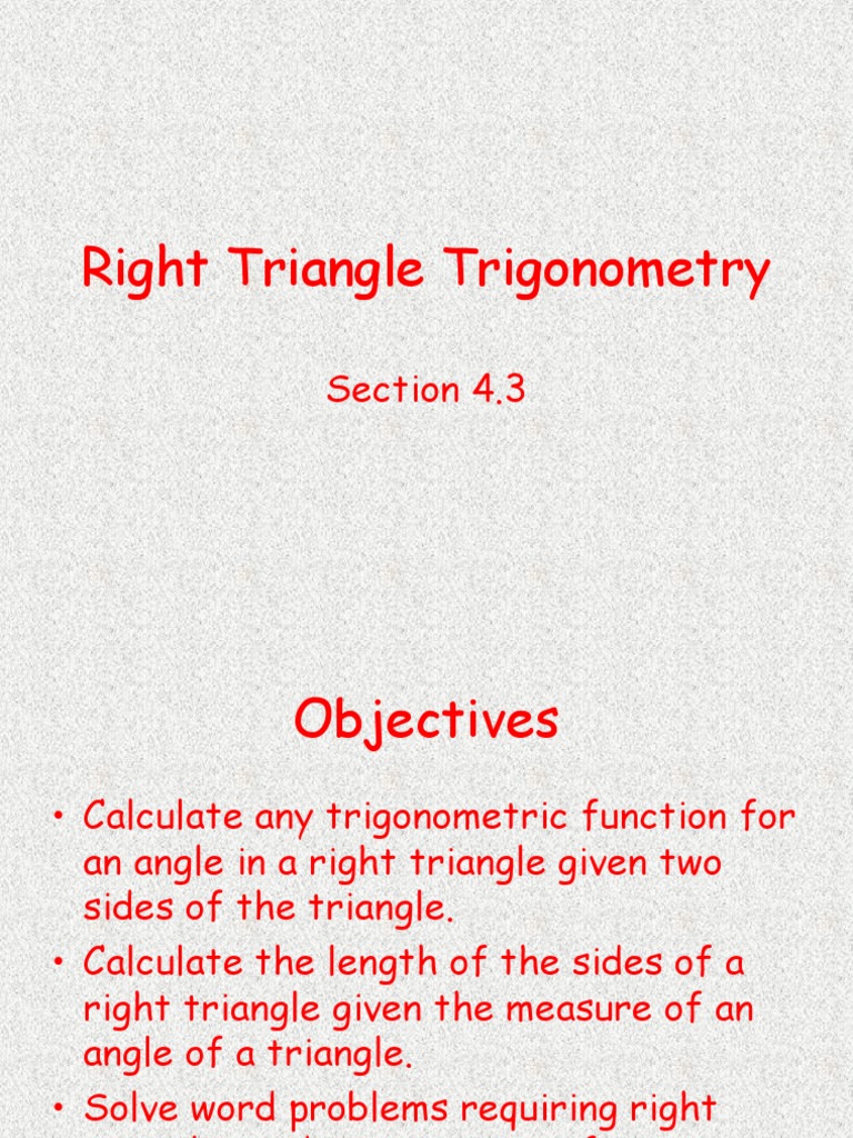 Right Triangle Trigonometry Basics | PDF | Trigonometric Functions | Sine