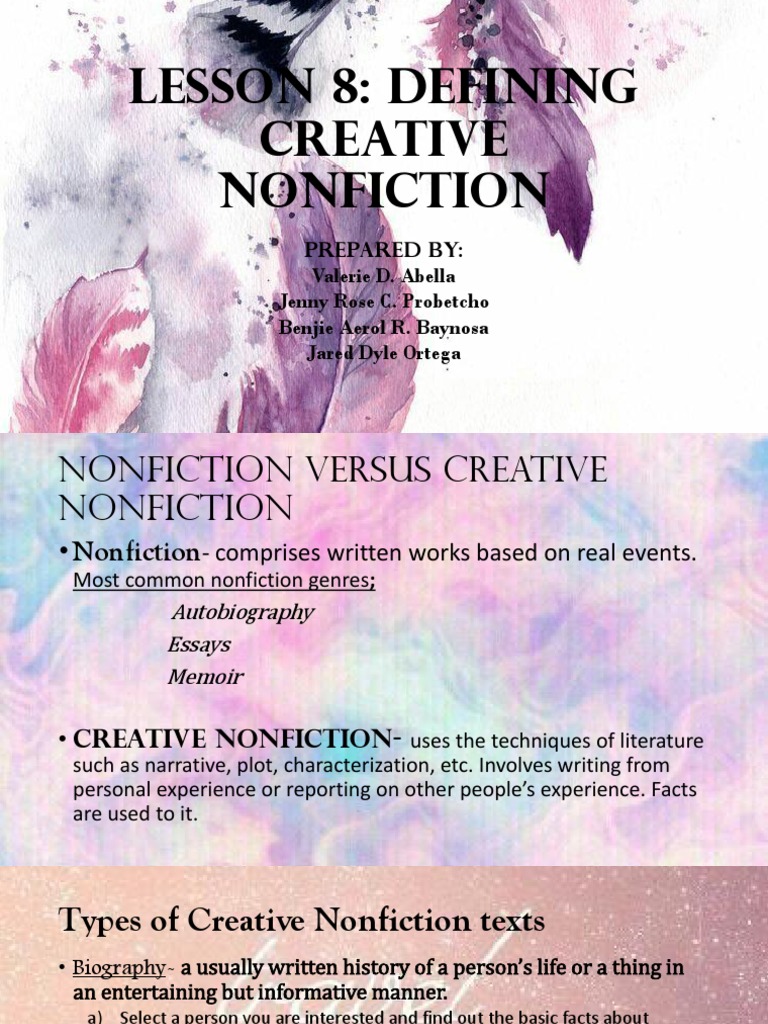 Understanding Creative Nonfiction | PDF | Creative Nonfiction | Narrative