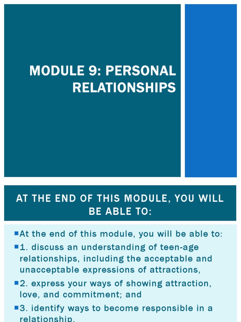 MODULE 9 Personal Relationships | PDF | Human Sexual Activity | Adolescence