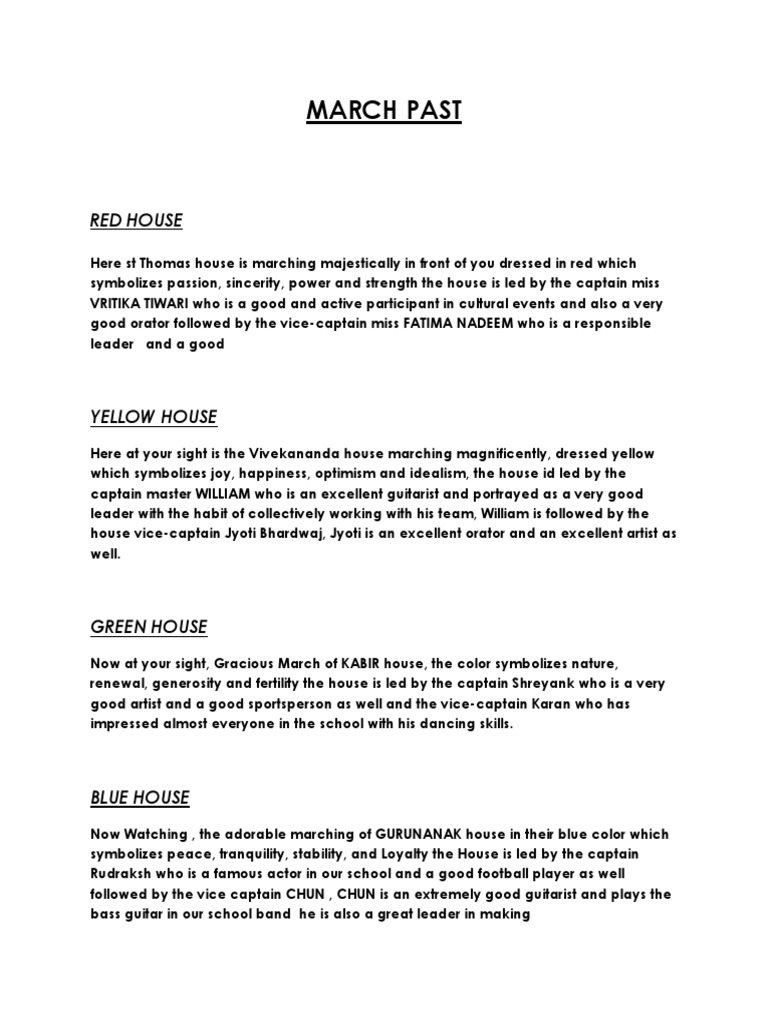 March Past: Red House | PDF